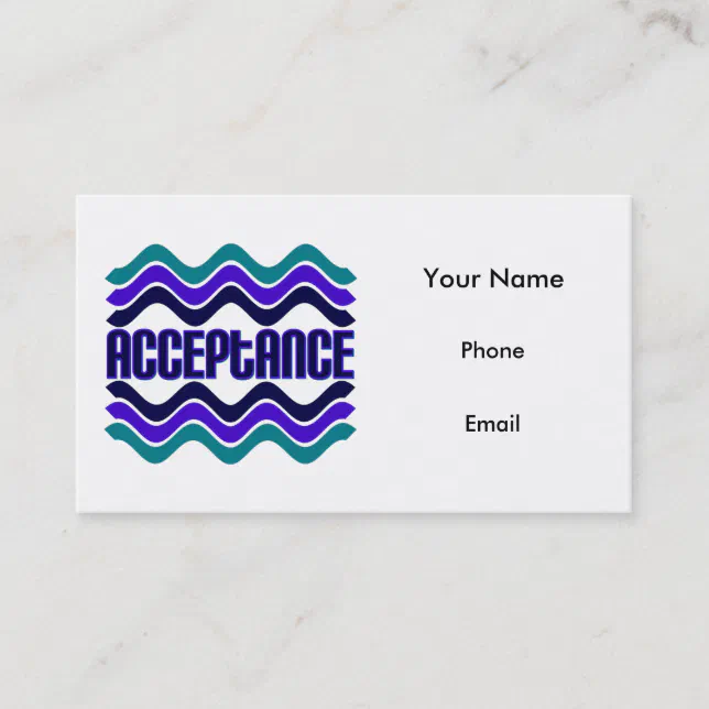 Acceptance Quote Blue Green Purple Business Card | Zazzle