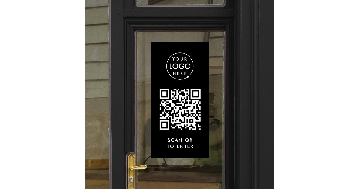 Access Control Door Lock | QR Code Black Logo Window Cling | Zazzle