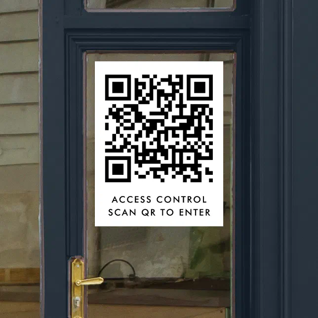 Access Control | Door Lock QR Code Scan to Enter Window Cling | Zazzle