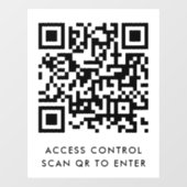 Access Control | Door Lock QR Code Scan to Enter Window Cling | Zazzle