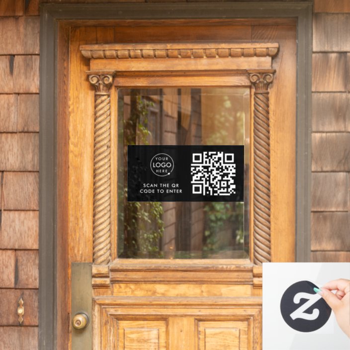 Access Control | QR Code Black Business Logo Window Cling | Zazzle.com