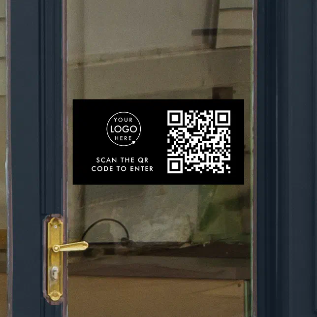 Access Control | QR Code Black Business Logo Window Cling | Zazzle
