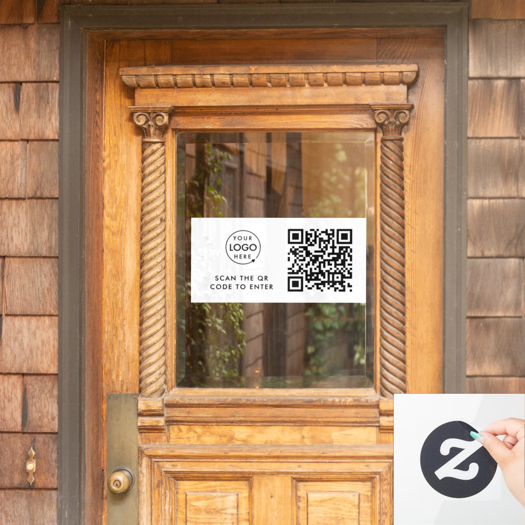 Access Control | QR Code Business Logo Entry Window Cling | Zazzle