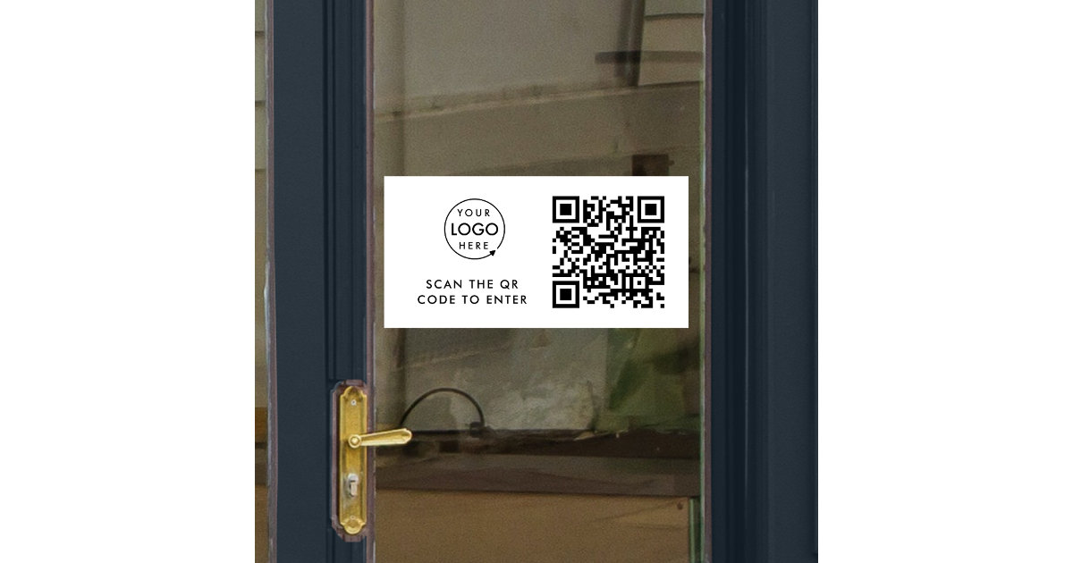 Access Control | QR Code Business Logo Entry Window Cling | Zazzle