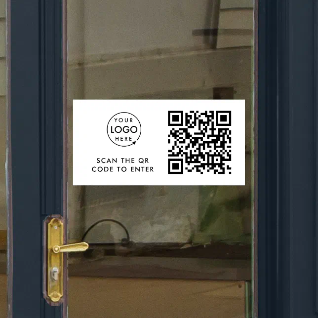 Access Control | QR Code Business Logo Entry Window Cling | Zazzle