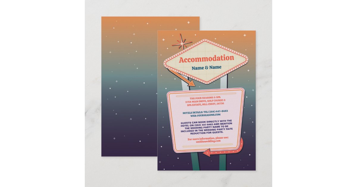 Accommodation Wedding Las Vegas Casino Enclosure Card | Zazzle