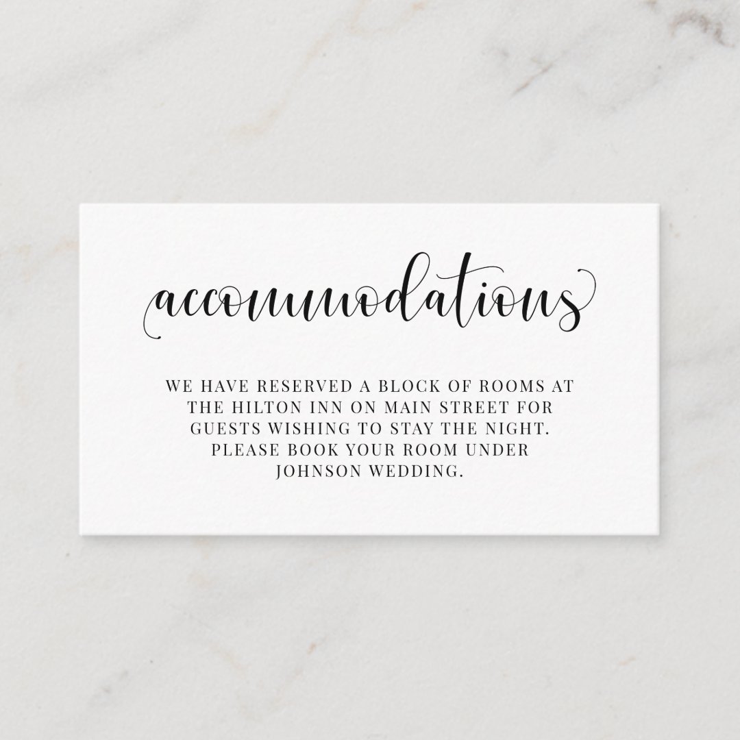 Accommodations Wedding Invitation Insert Card | Zazzle