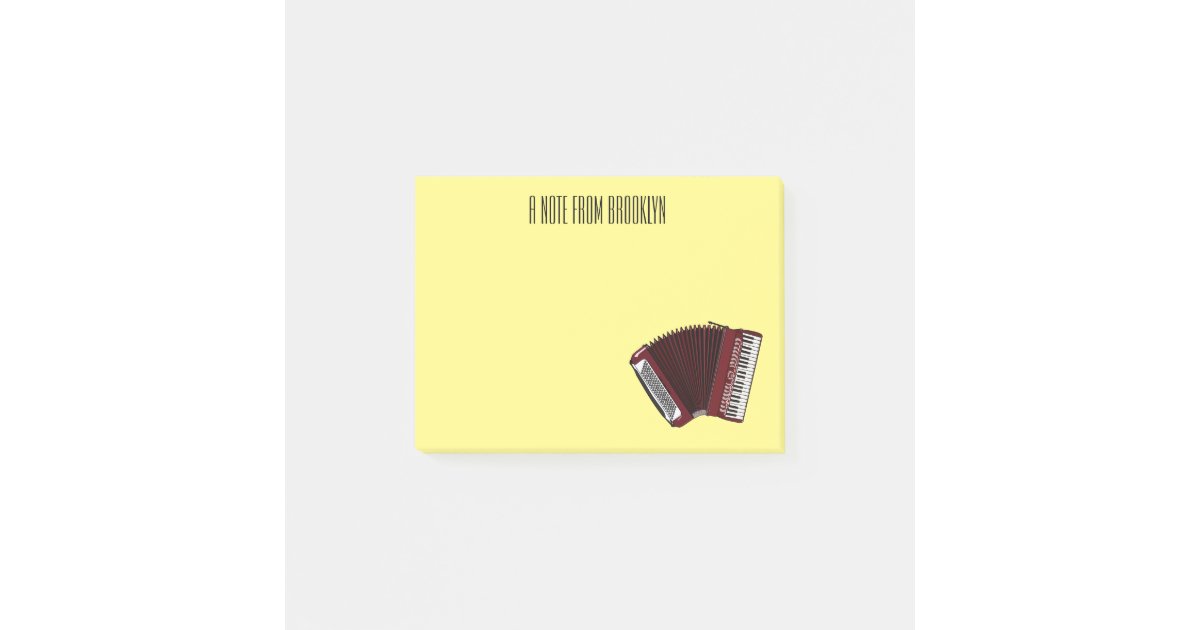 Accordion cartoon illustration post-it notes | Zazzle