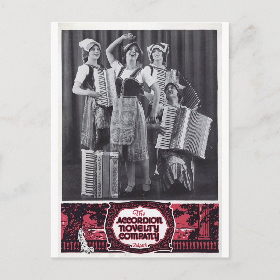 Accordion Girls Vintage Ad Postcard | Zazzle