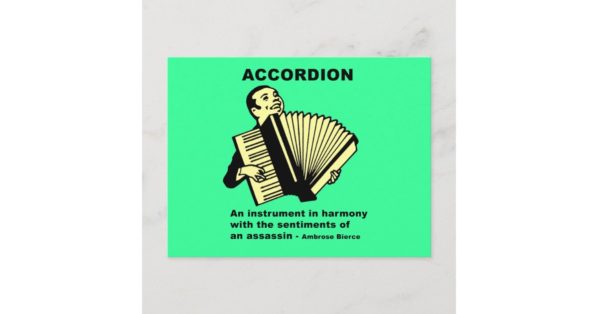 Accordion (humorously defined) postcard | Zazzle