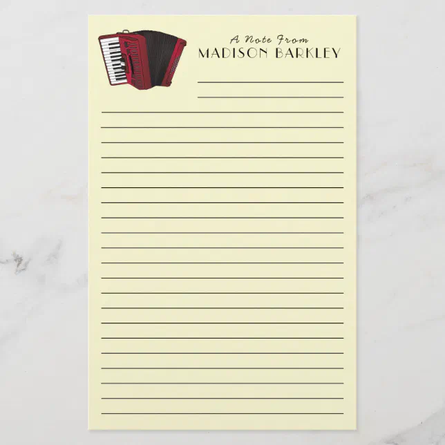 Accordion Instrument Musician Music Teacher Stationery | Zazzle