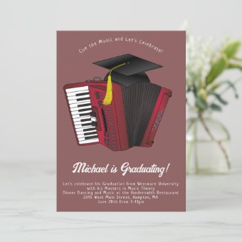 Accordion Music Graduation Party Invitation | Zazzle
