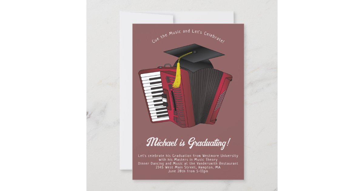Accordion Music Graduation Party Invitation | Zazzle