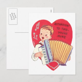 Accordion Valentine Holiday Postcard | Zazzle