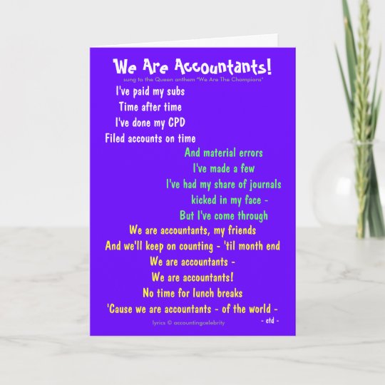 Accountant Christmas Accounting Song Parody Words Holiday Card | Zazzle.com