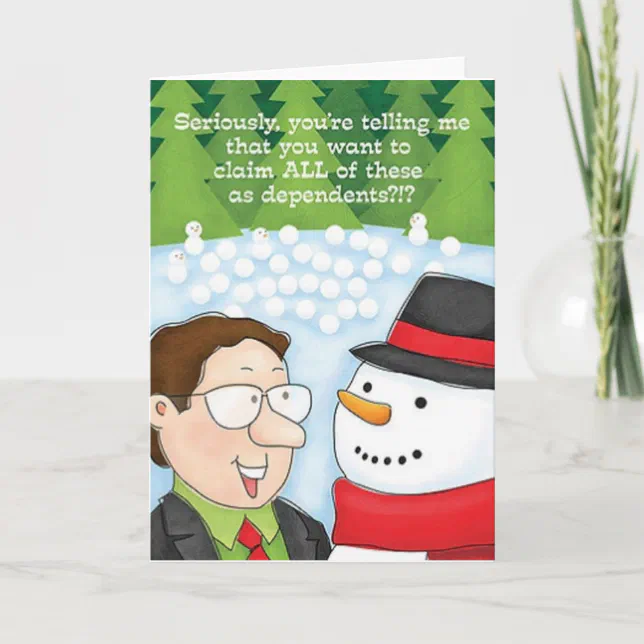 Accountant Christmas Card Snowman Declares Depend | Zazzle