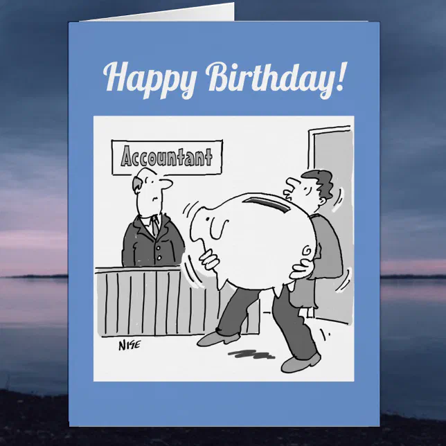 Accountant Client & Giant Piggy Bank Birthday Card | Zazzle