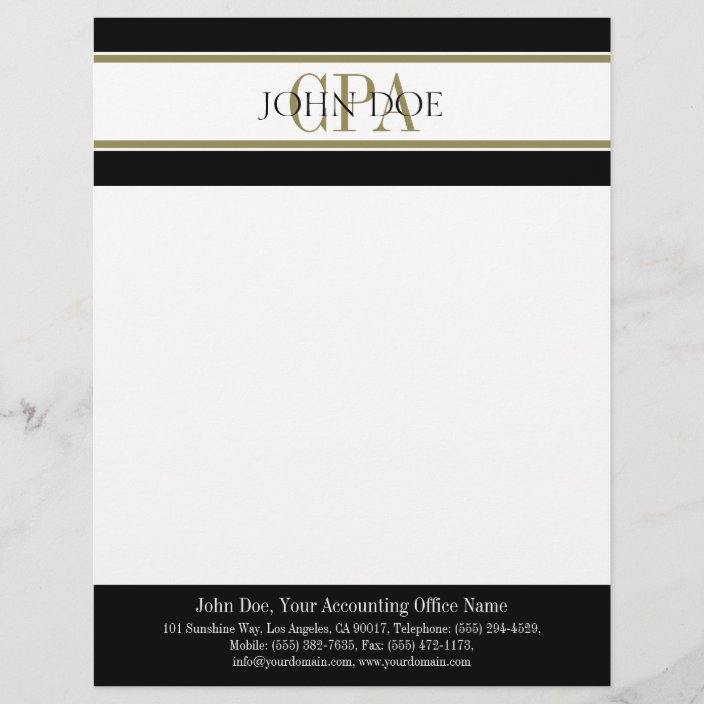 Accountant CPA Letterhead Matching Business Card | Zazzle.com