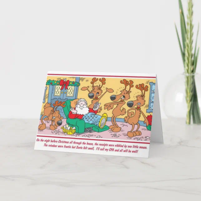 Accountant CPA Santa Call for Help Christmas Card | Zazzle