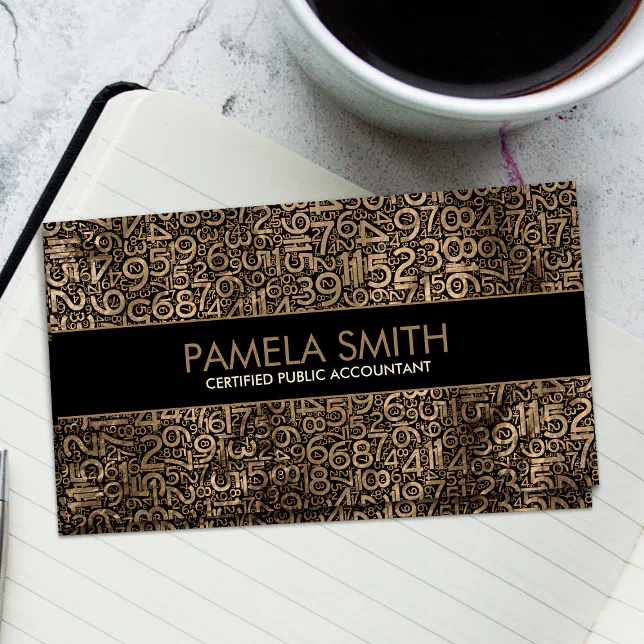 Accountant Services - Gold Numbers Pattern Business Card | Zazzle