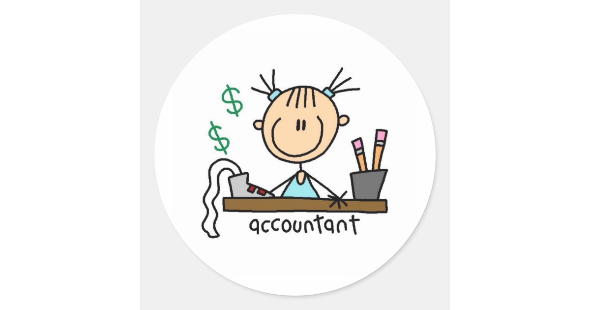 Accountant Stick Figure Classic Round Sticker | Zazzle