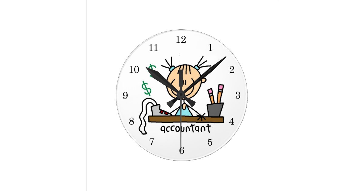 Accountant Stick Figure Round Clock | Zazzle.com