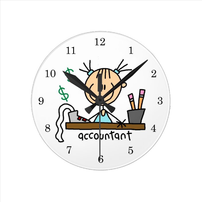 Accountant Stick Figure Round Clock | Zazzle.com