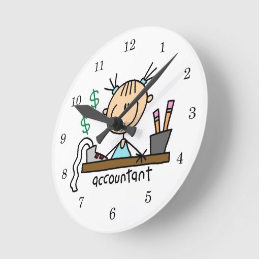 Accountant Stick Figure Round Clock | Zazzle