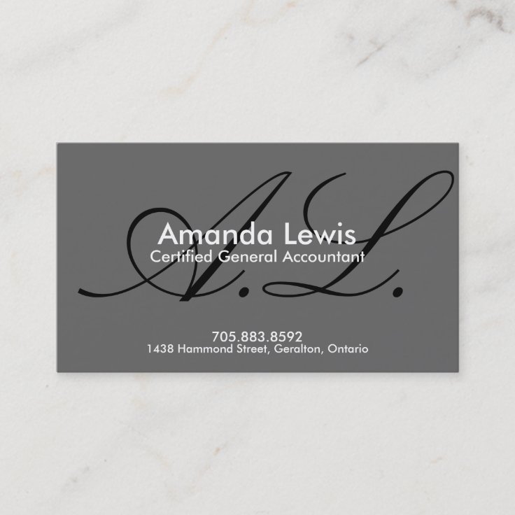 Accounting Business Card - Monogram Black & White | Zazzle