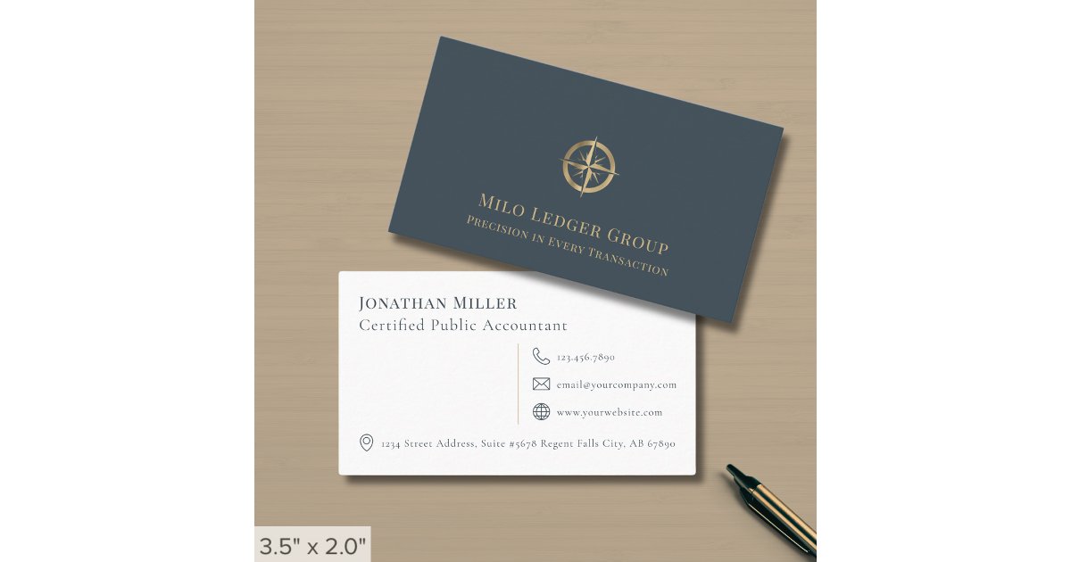 Accounting Firm Compass Logo Business Card | Zazzle