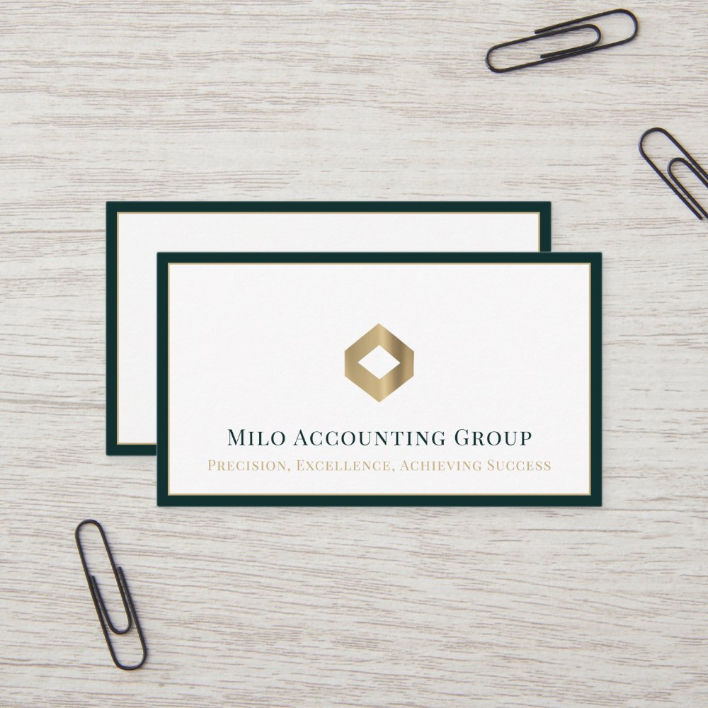 Accounting Firm Luxury Logo Border Business Card - Snuggle Hamster Designs