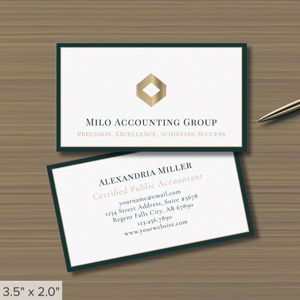 Accounting Firm Luxury Logo Border Business Card - Snuggle Hamster Designs