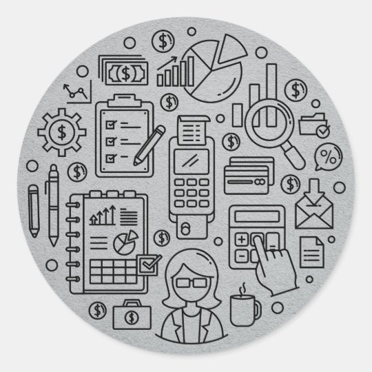 Accounting Illustrations Classic Round Sticker | Zazzle.com