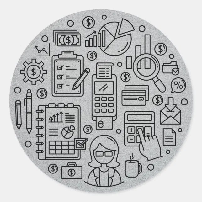Accounting Illustrations Classic Round Sticker | Zazzle
