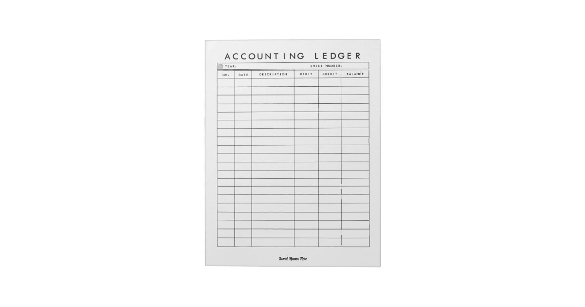 Accounting Ledger Custom Notepad | Zazzle