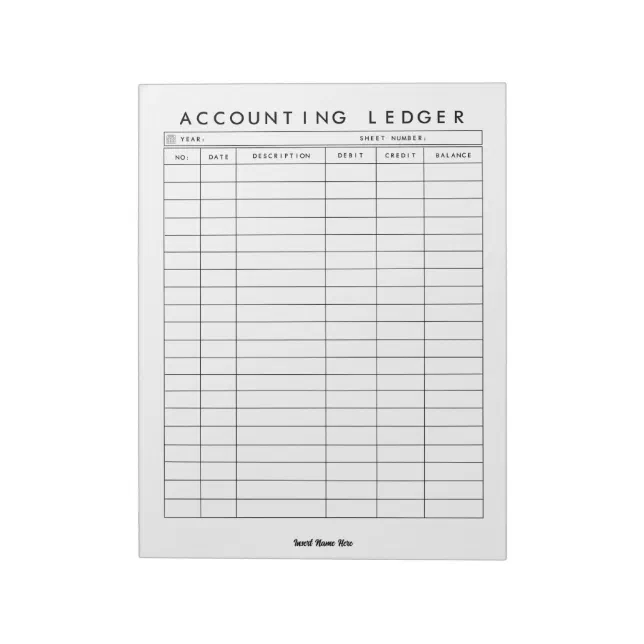 Accounting Ledger Custom Notepad | Zazzle