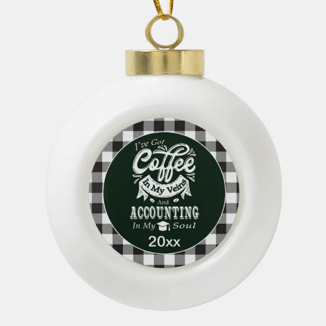 Accounting Student White Plaid Ceramic Ball Christmas Ornament | Zazzle