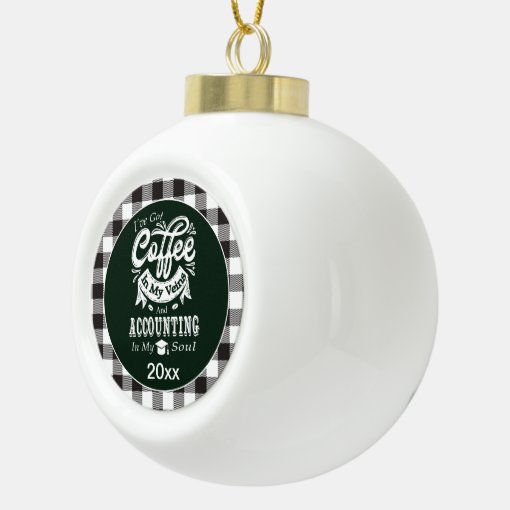 Accounting Student White Plaid Ceramic Ball Christmas Ornament | Zazzle