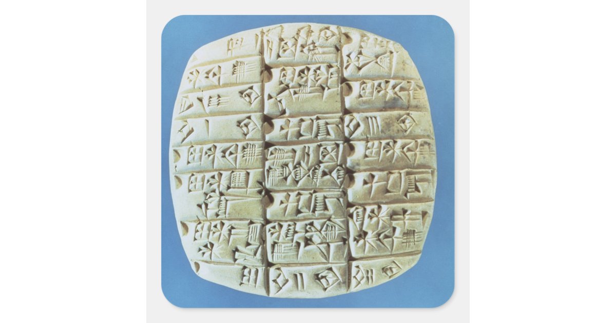 Accounts Table with cuneiform script, c.2400 BC (t Square Sticker | Zazzle
