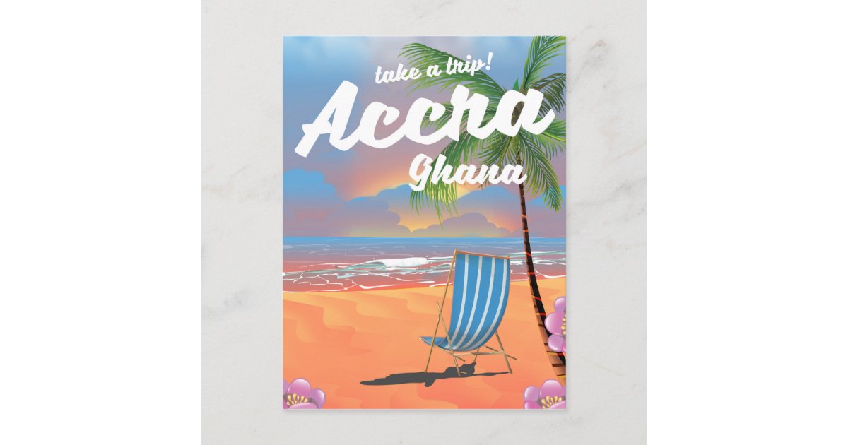 Accra Ghana beach travel poster Postcard | Zazzle
