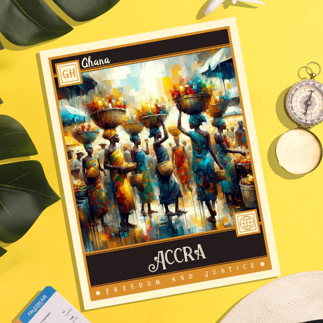 Accra, Ghana | Vintage Painting Postcard | Zazzle