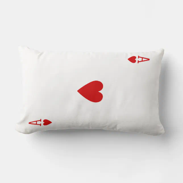 Ace of Hearts Playing Card Pillow (Red Back) | Zazzle
