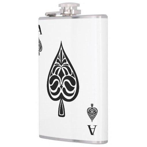 Ace of Spades Black and White Playing Card Flask | Zazzle