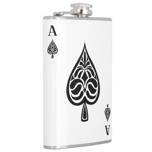 Ace of Spades Black and White Playing Card Flask | Zazzle