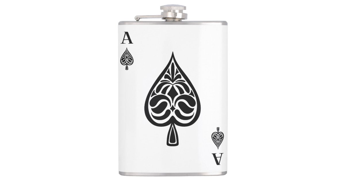 Ace of Spades Black and White Playing Card Flask | Zazzle