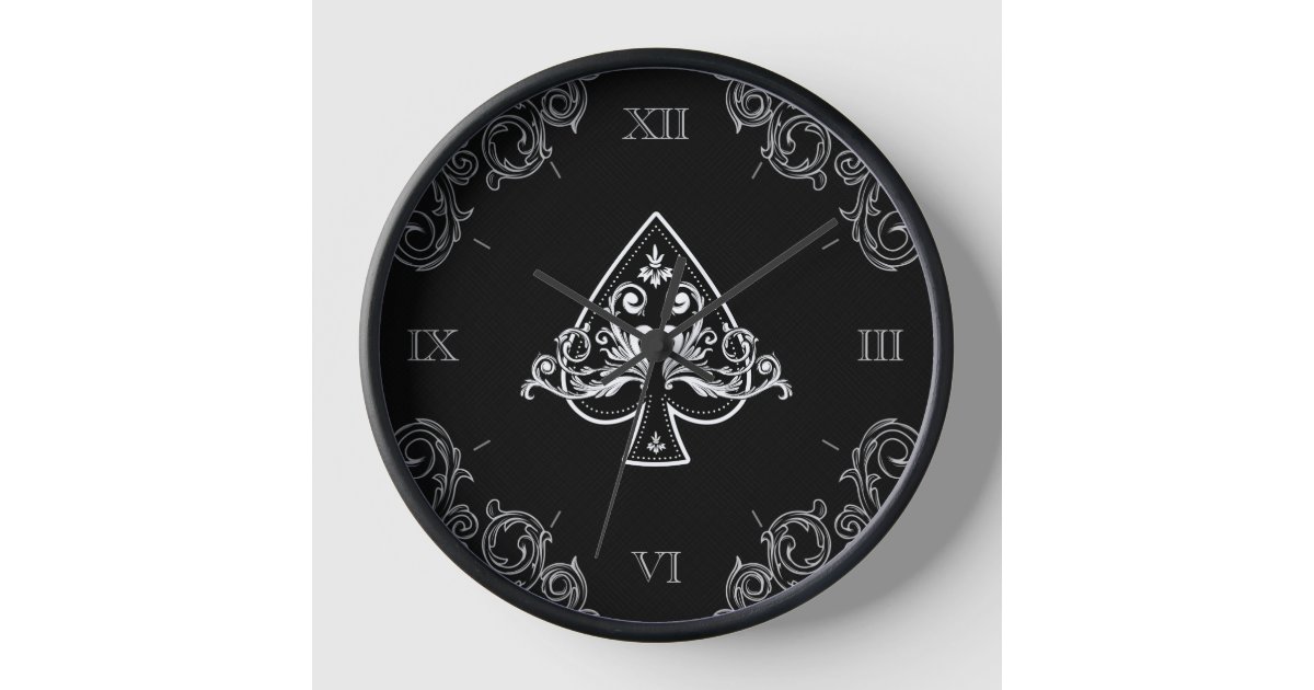 Ace of Spades Black Casino Clock | Zazzle