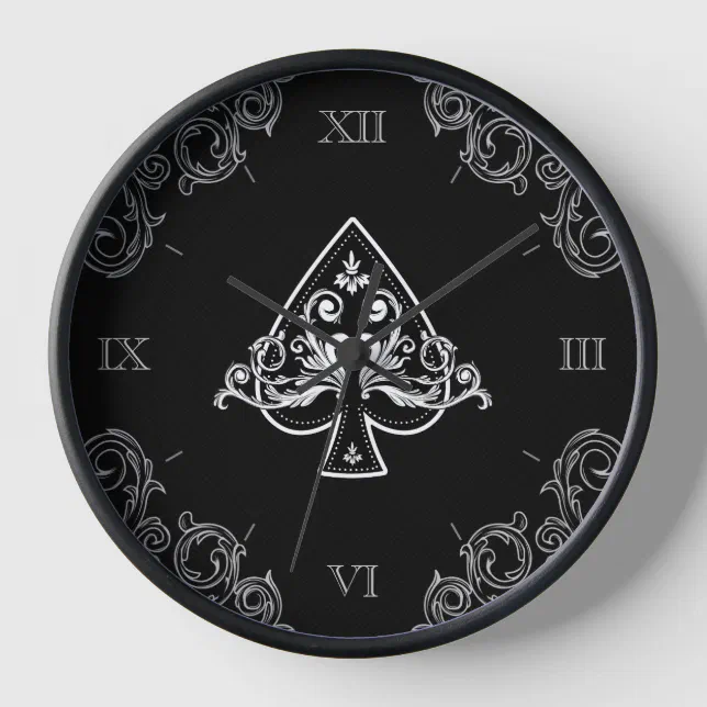 Ace of Spades Black Casino Clock | Zazzle