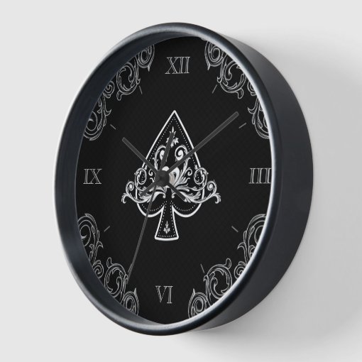 Ace of Spades Black Casino Clock | Zazzle