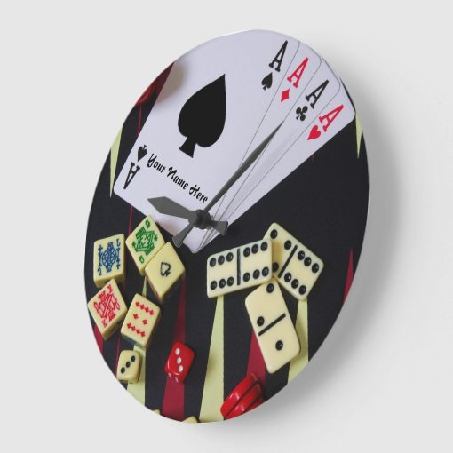 Ace of spades gambling casino large clock | Zazzle