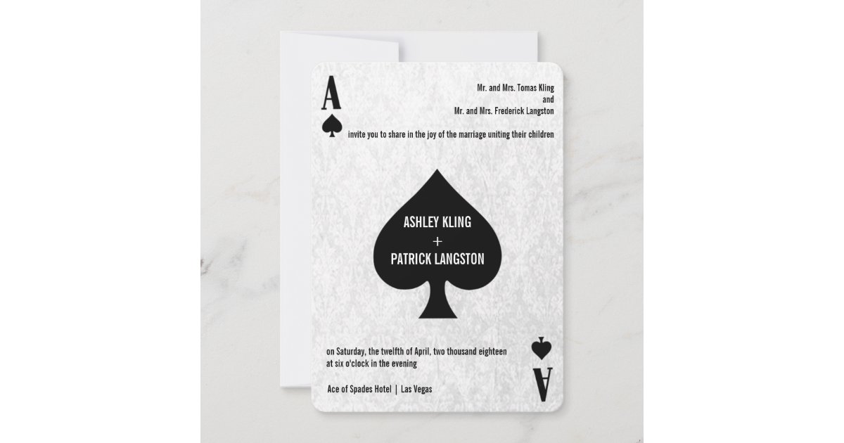 Ace of Spades Modern Chic Wedding Invitation | Zazzle